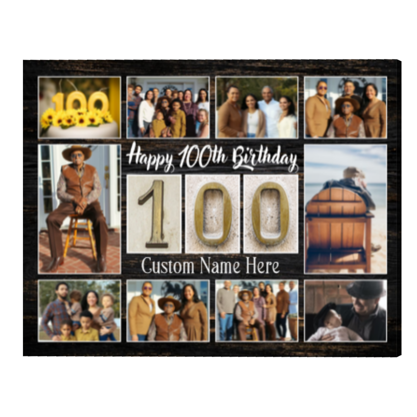 Personalized 100th Birthday Photo Collage, 100th Birthday Gift For ...
