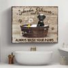 Cute Dogs In Bathtub, Wash Your Paws Sign, Bathroom Wall Art, Pet Lover ...