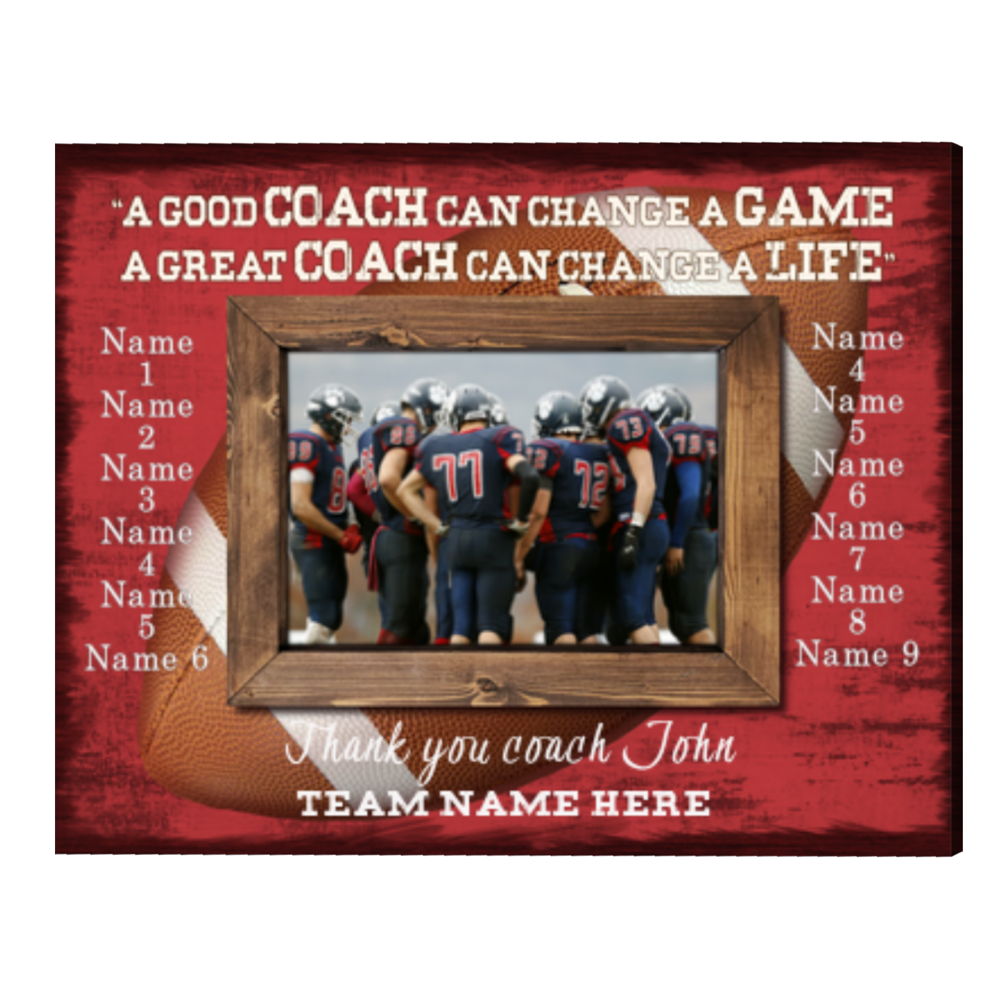 Customized Printable Football Coach Photo Gift, End Of Season Team Gift ...