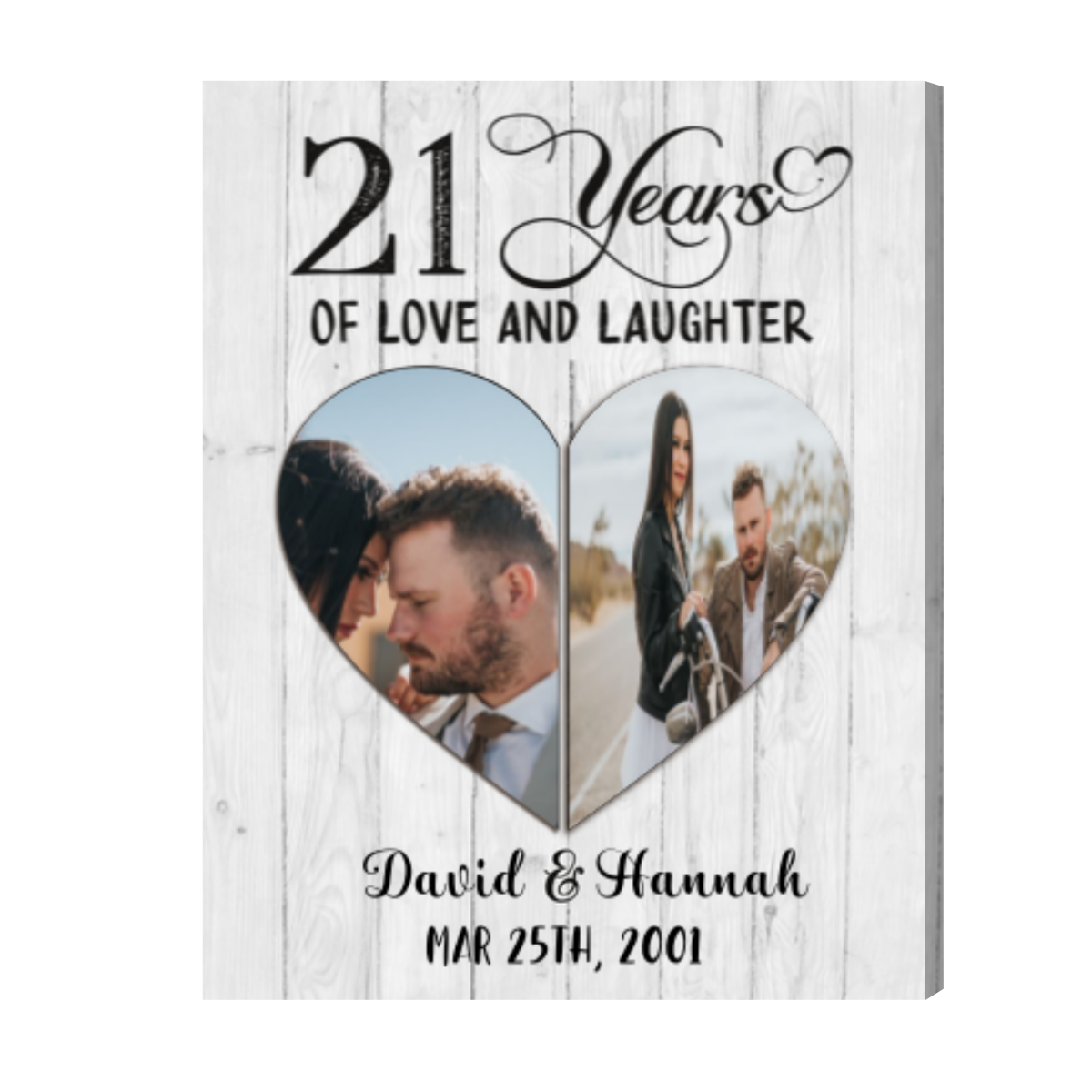 21 Years Of Love And Laughter Canvas Print, Personalized 21st Wedding ...