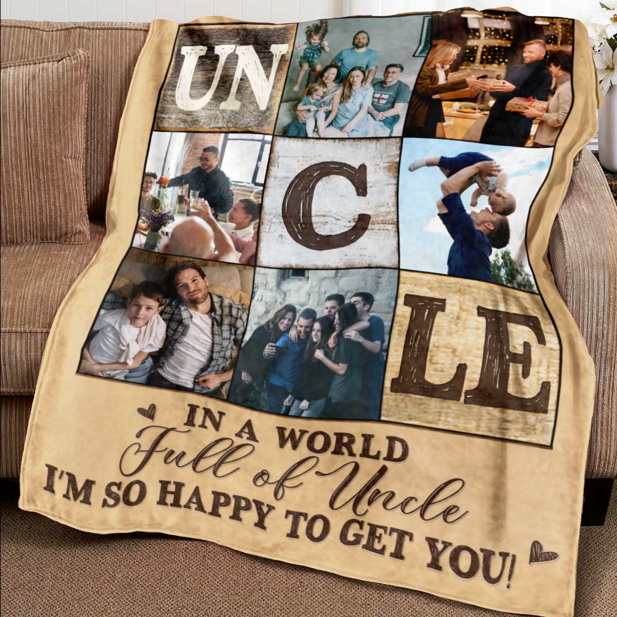 Personalized Uncle Photo Collage Blanket, Uncle Christmas Gifts, Gifts ...