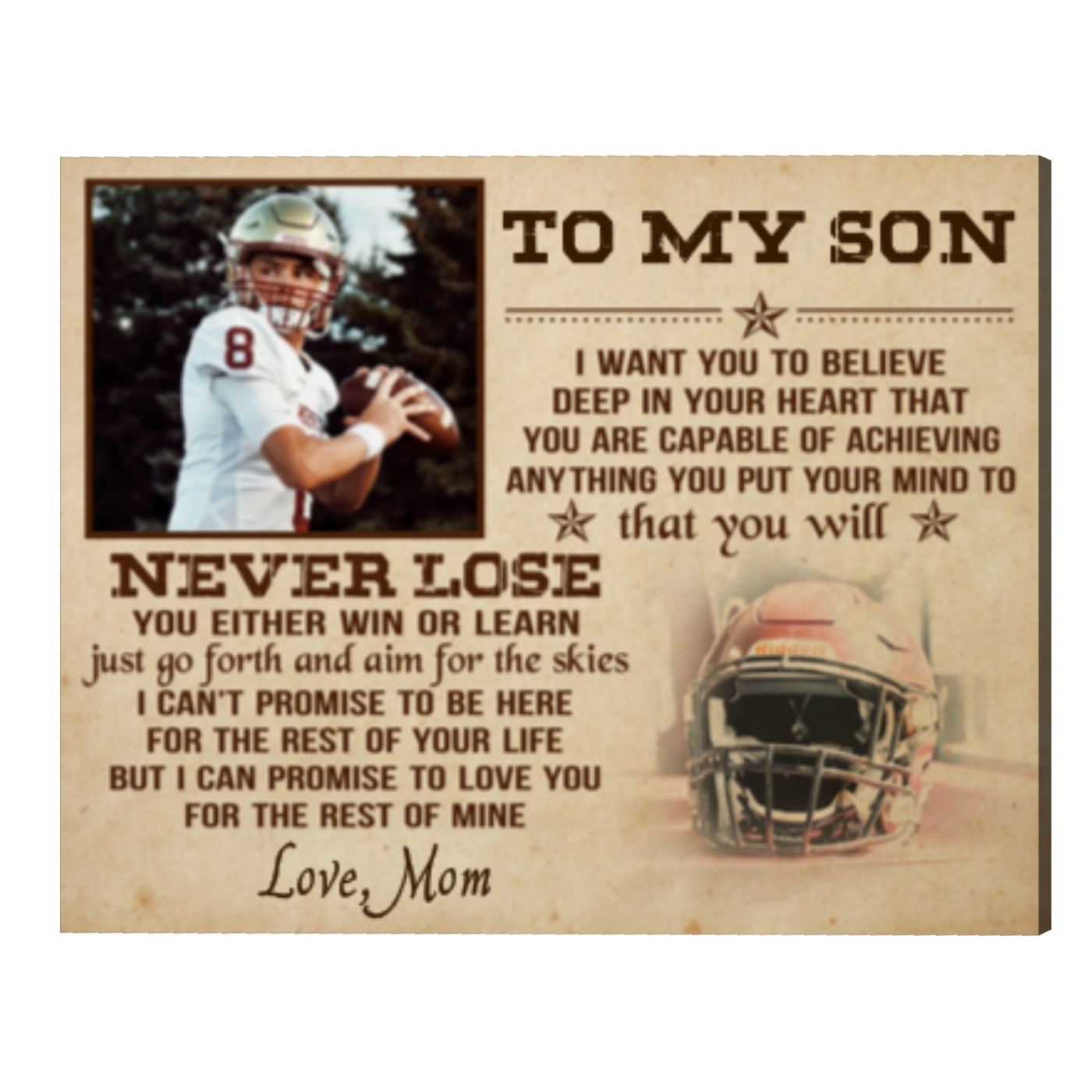 Personalized Football Gift For Son, Custom Photo Football Canvas ...