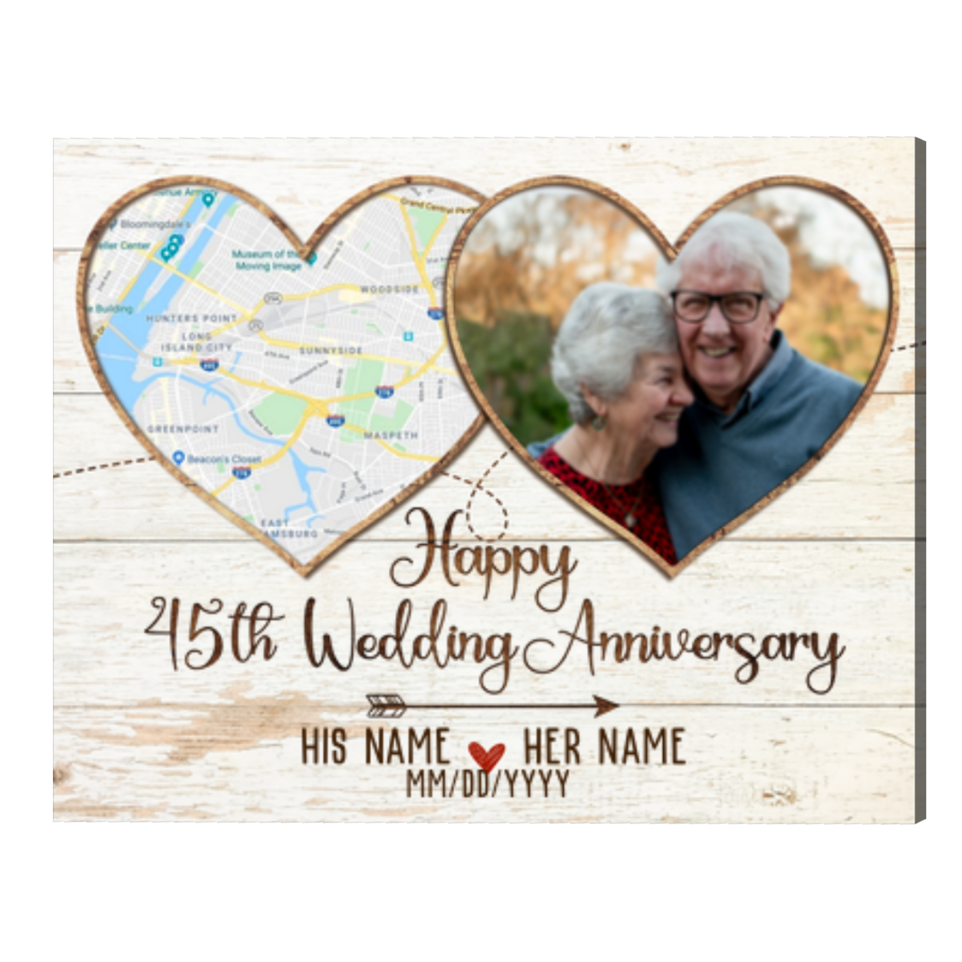 Custom 45 Year Anniversary Gifts Map Print, 45 Years Together Photo ...