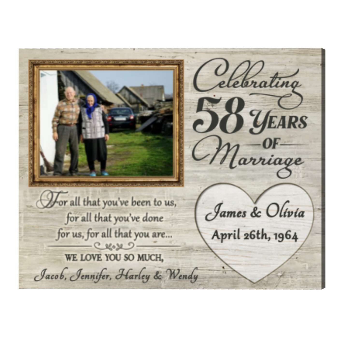 58th Anniversary Gifts For Parents, 58 Years Anniversary Gift, For All ...