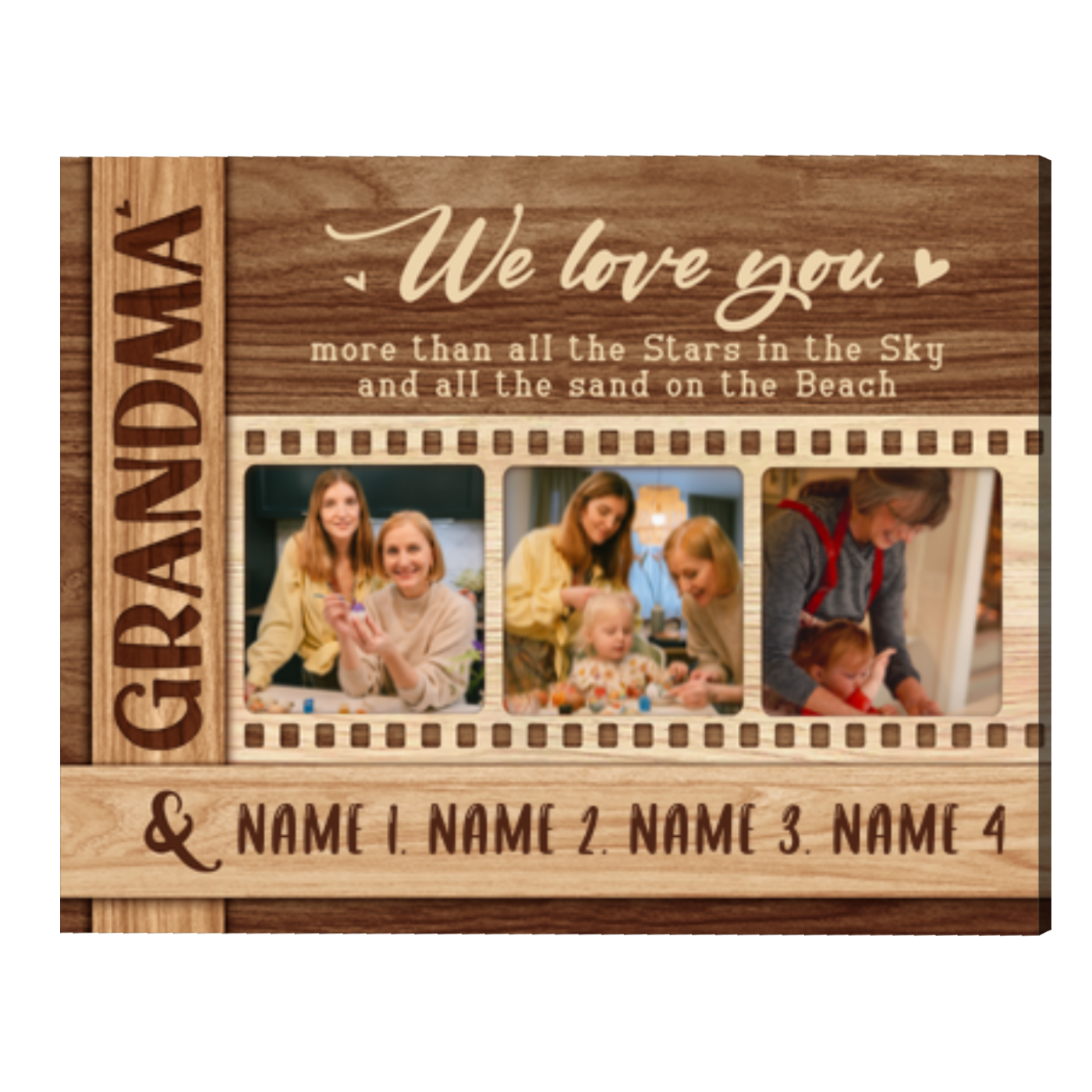 We Love You Grandma Custom Photo Canvas Print, Personalized Grandma ...