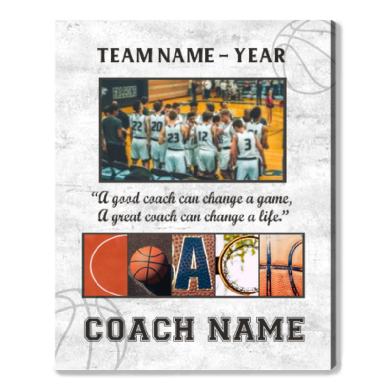 Personalized Basketball Coach Photo Canvas, Basketball Coach Gift, End ...