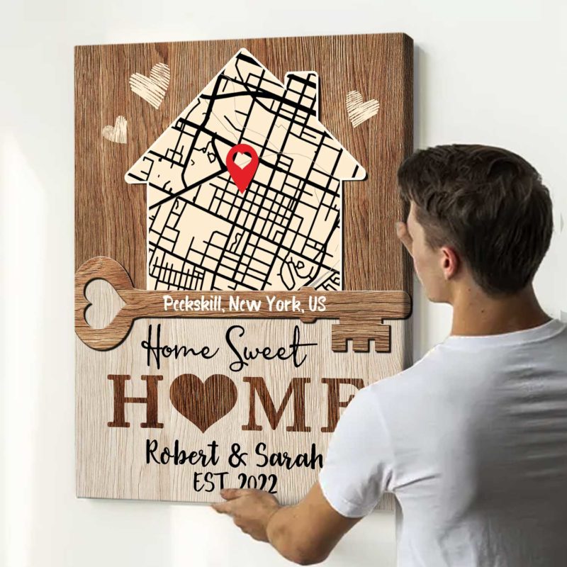 Our First Home Personalised Map Print, First New Home Gift For Couple ...