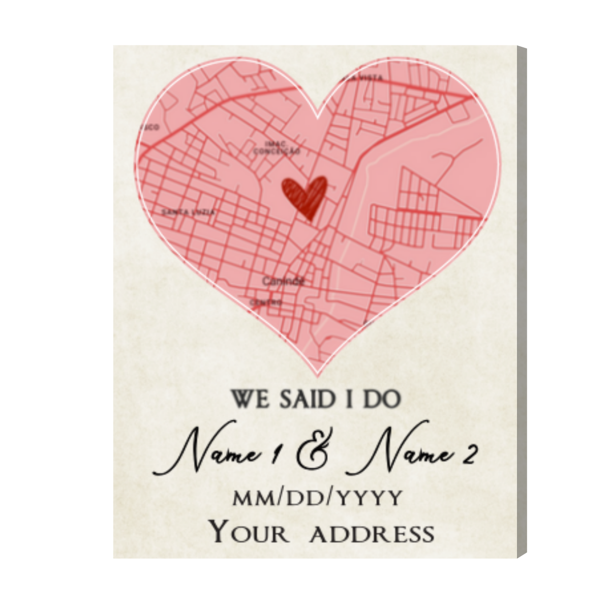 Personalised Wedding Gift Location Map Print, Wedding Map Gift For ...