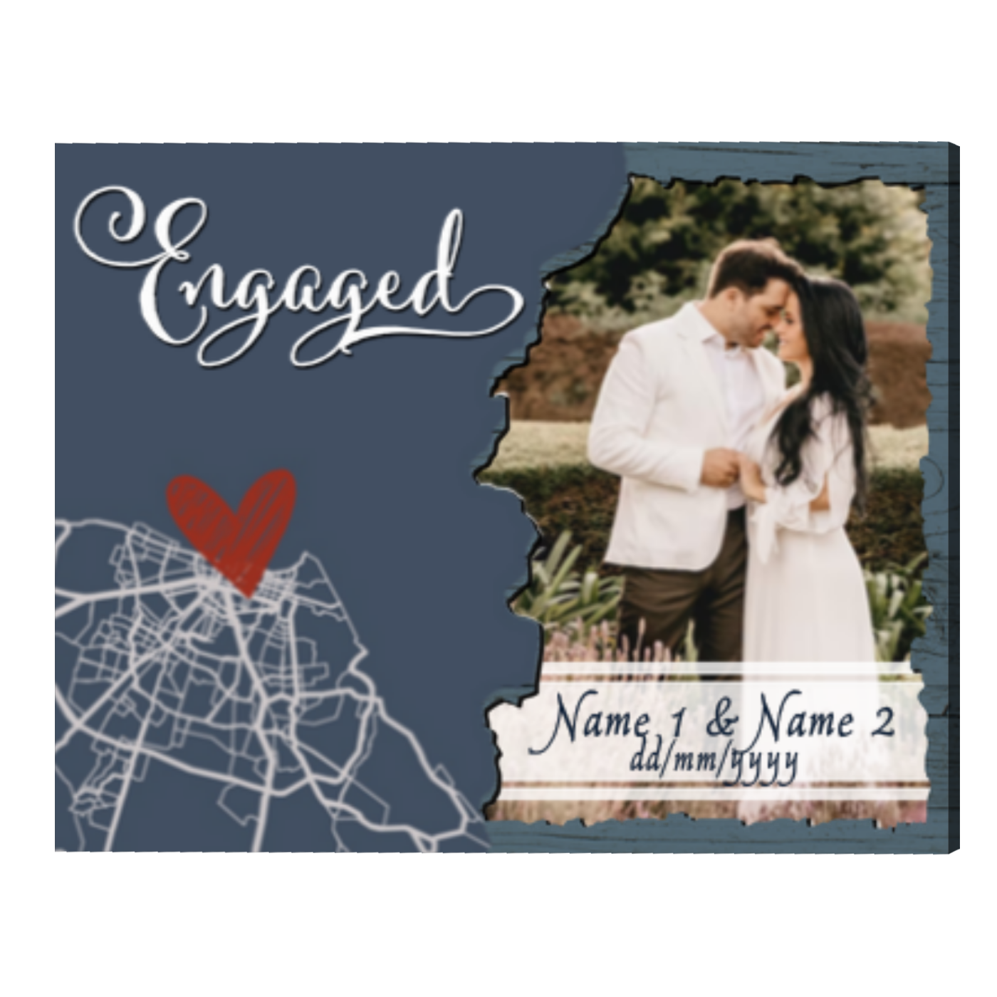 Custom Engagement Map Art Print, Personalized Engagement Picture Gift ...