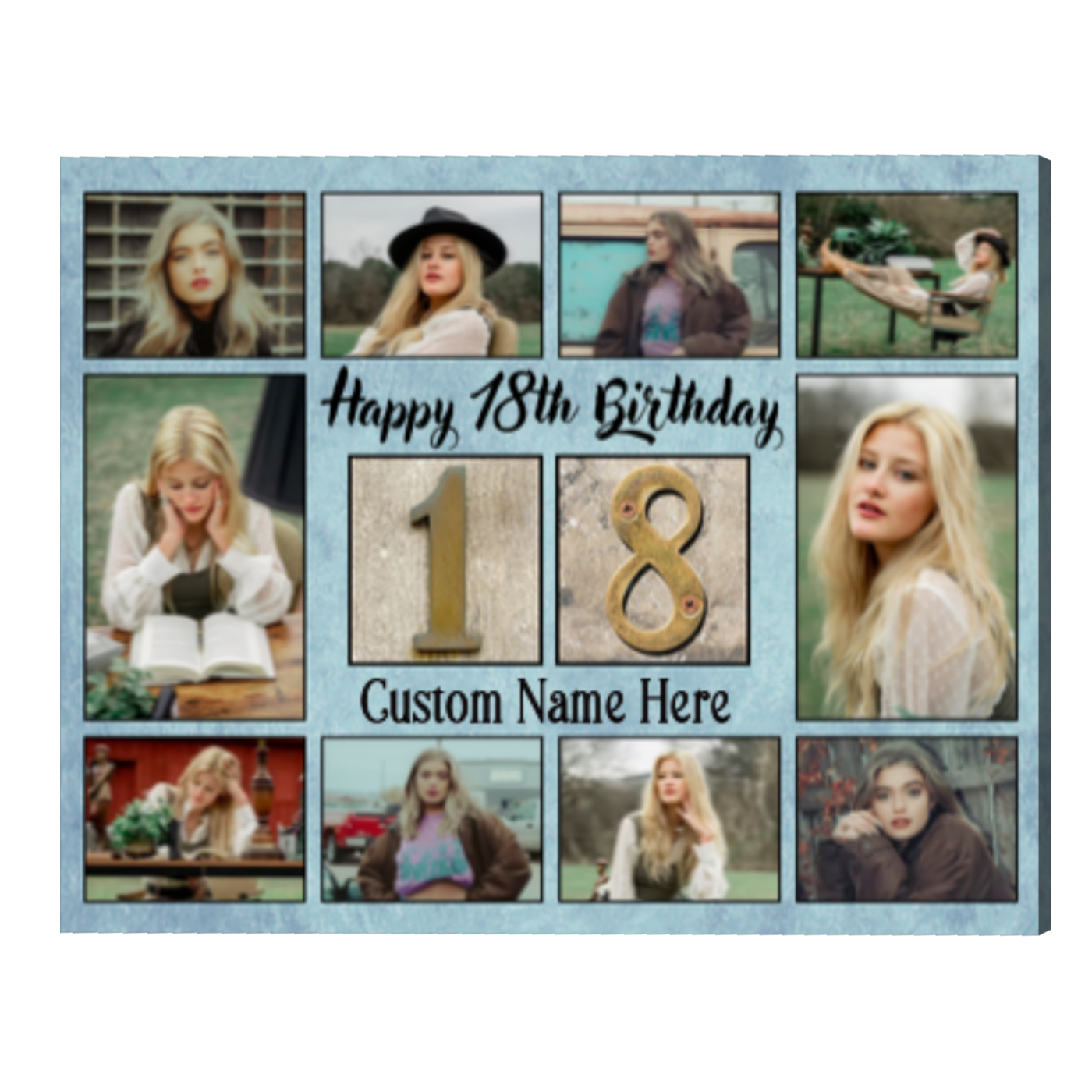 18th Birthday Photo Collage Canvas, Personalized 18th Birthday Gift ...
