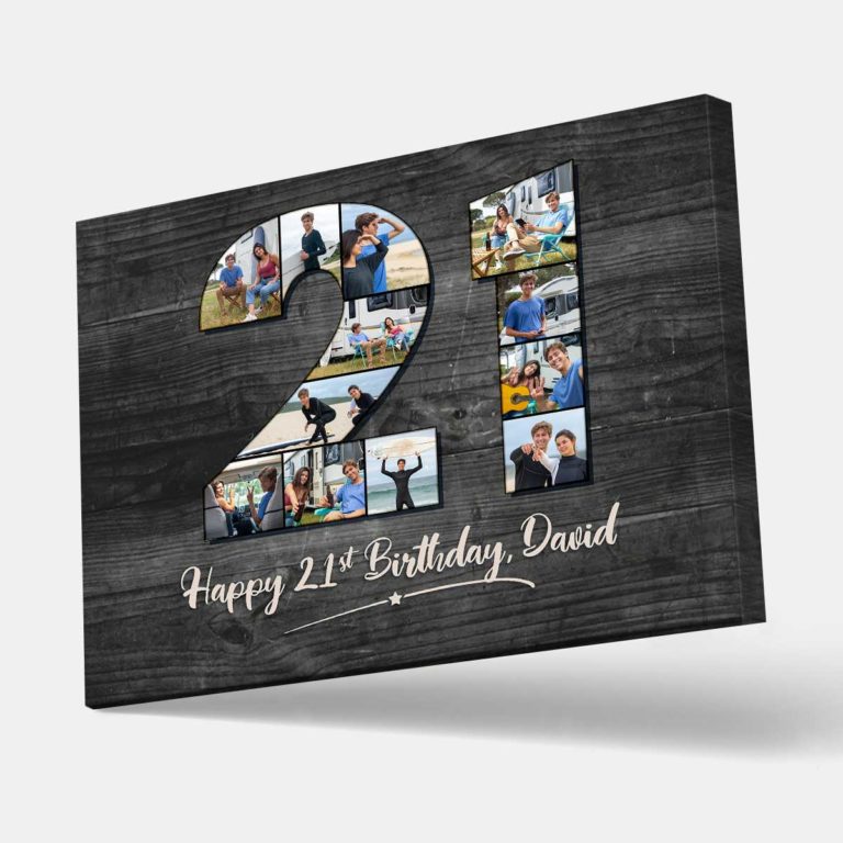 21st Birthday Photo Collage Gift, Birthday Canvas For 21 Years Old ...