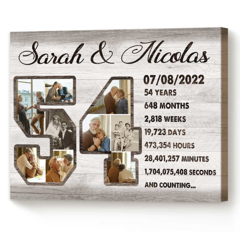 54 Year Anniversary Photo Collage Print, 54th Wedding Anniversary ...