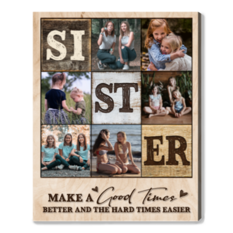 Personalized Sister Photo Collage Canvas, Mother's Day Gift For Sister ...