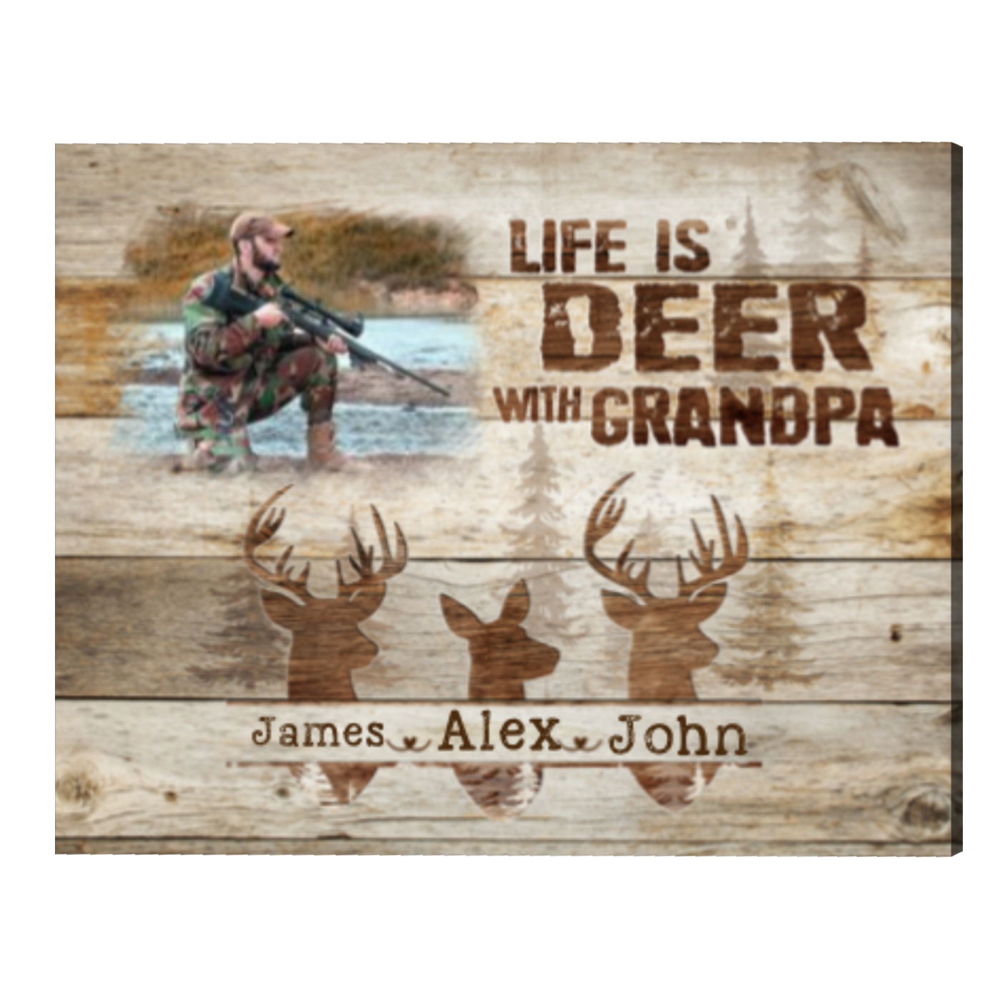 Life Is Deer With Grandpa Custom Photo Canvas, Deer Hunting Christmas ...